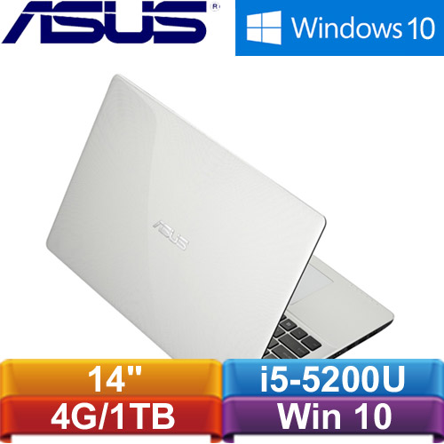 ASUS華碩 X455LF-0163G5200U 14吋筆記型電腦 白-筆記型電腦專館 - EcLife良興購物網