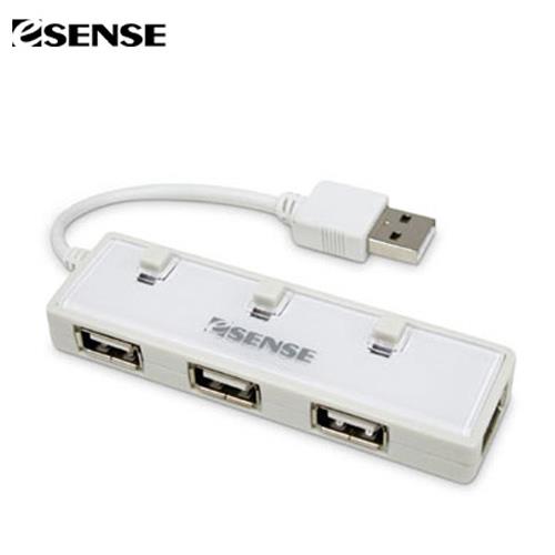 Esense 迷你 U4 4-PORT USB 2.0 集線器 白-USB周邊專館 - EcLife良興購物網